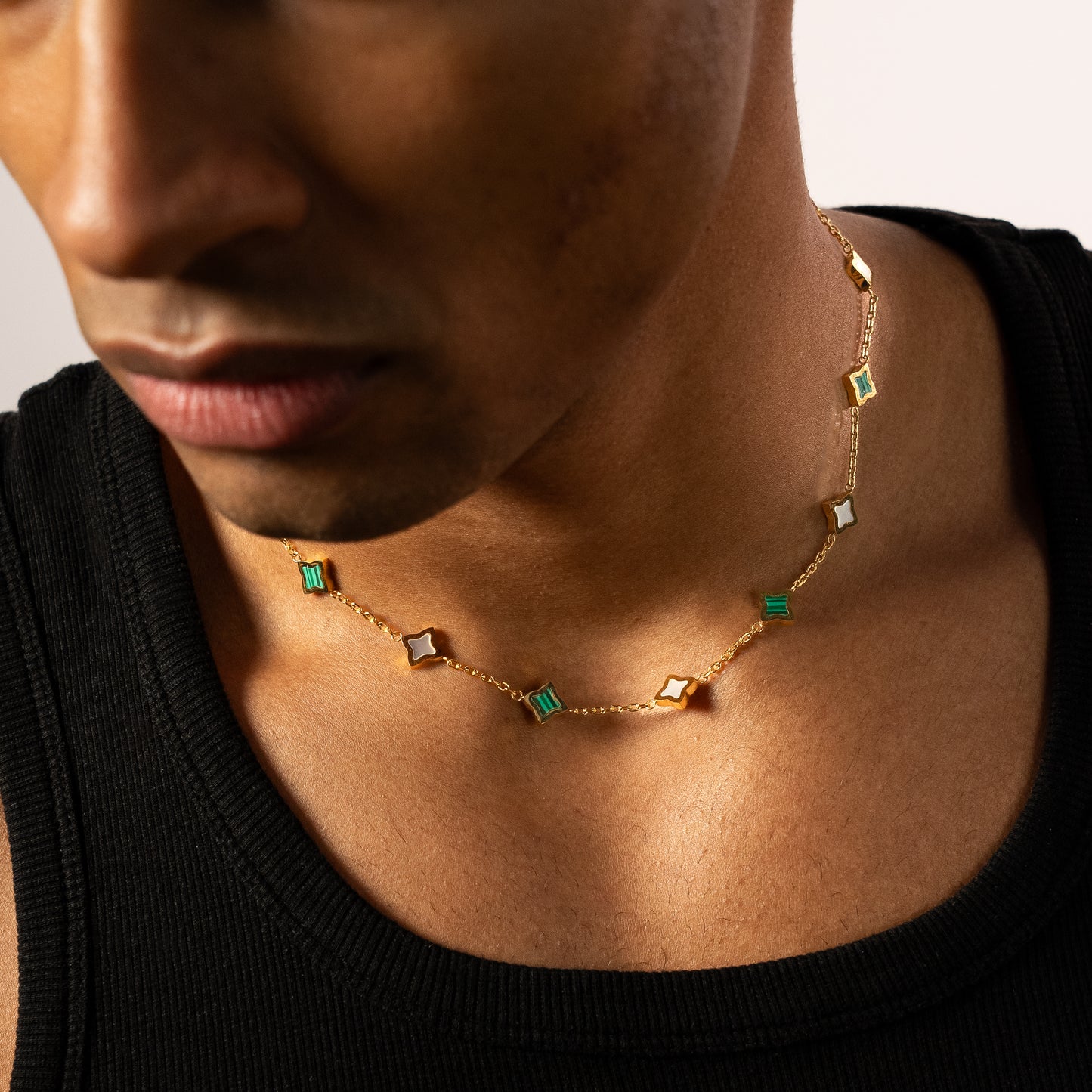 Gold Flower Cable Chain - White & Green Pattern – Make it shine