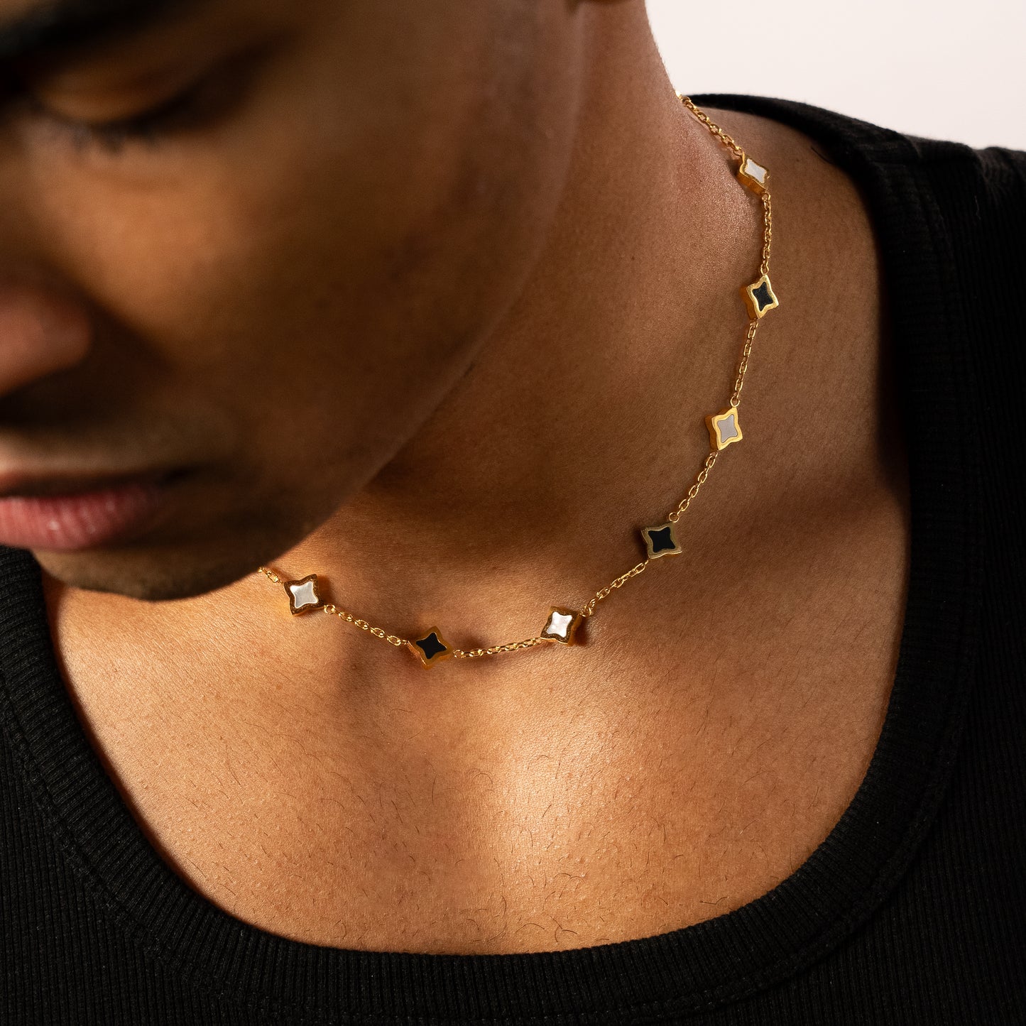 Gold Flower Cable Chain - Black & White Pattern – Make it shine